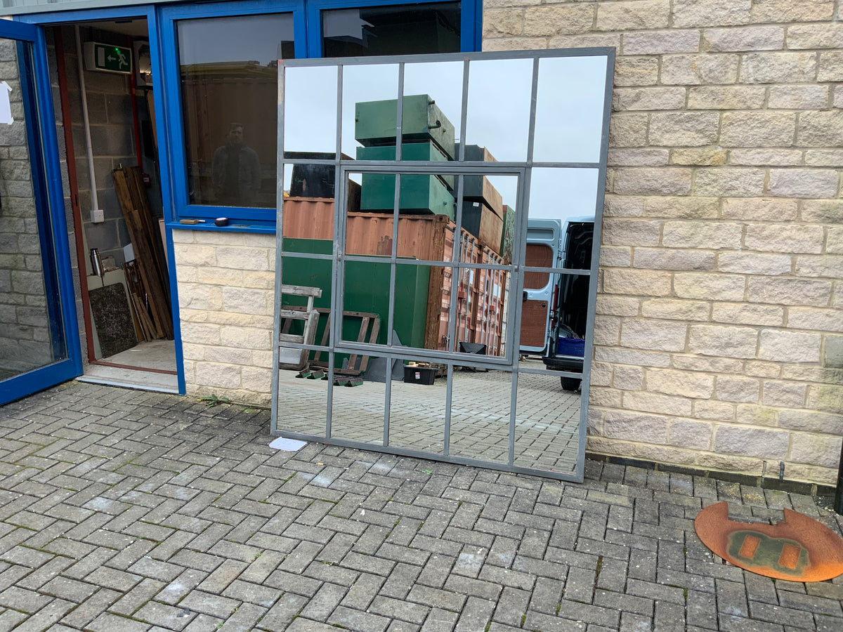 Large Vintage Industrial Metal Window Mirror – Burford Antiques