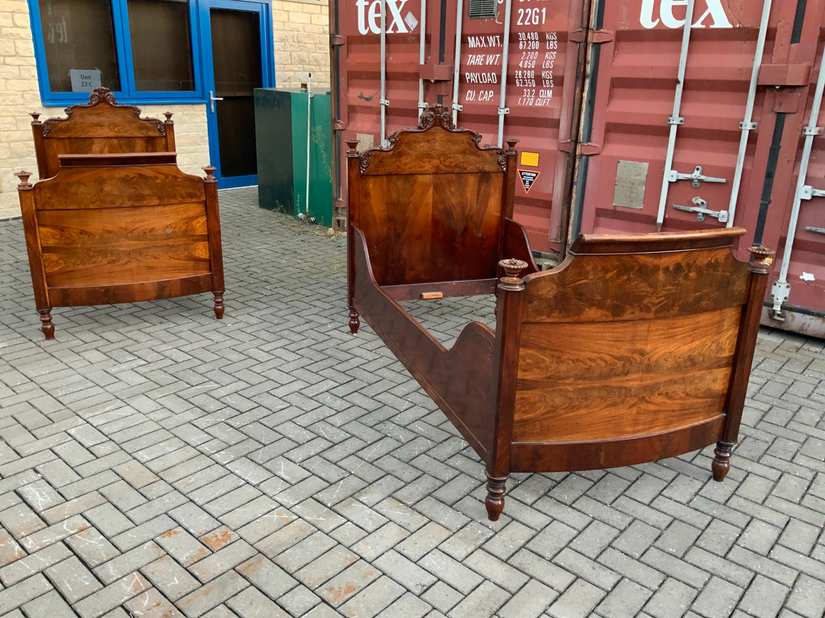 Antique Continental Pair of Mahogany Beds – Burford Antiques