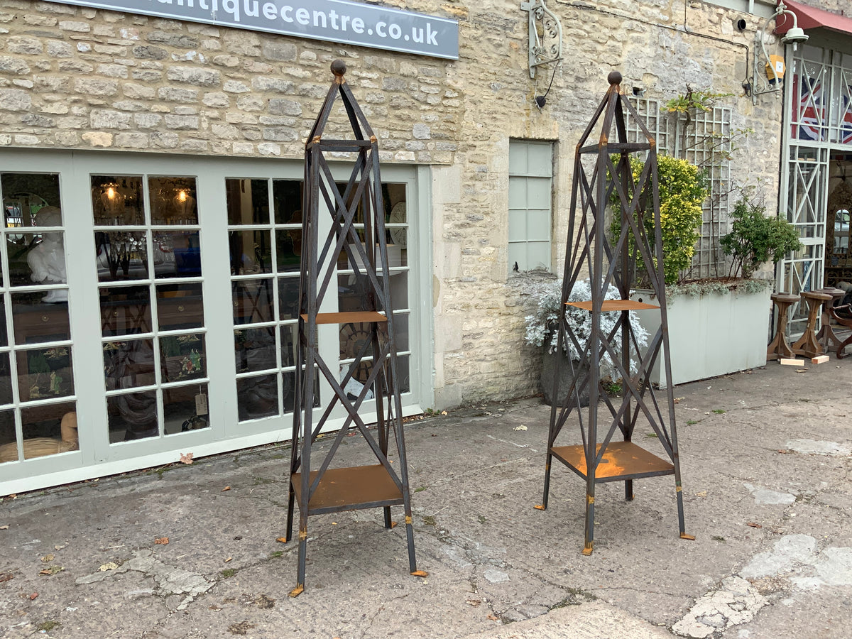 Contemporary Pair of Wrought Iron Obelisks – Burford Antiques